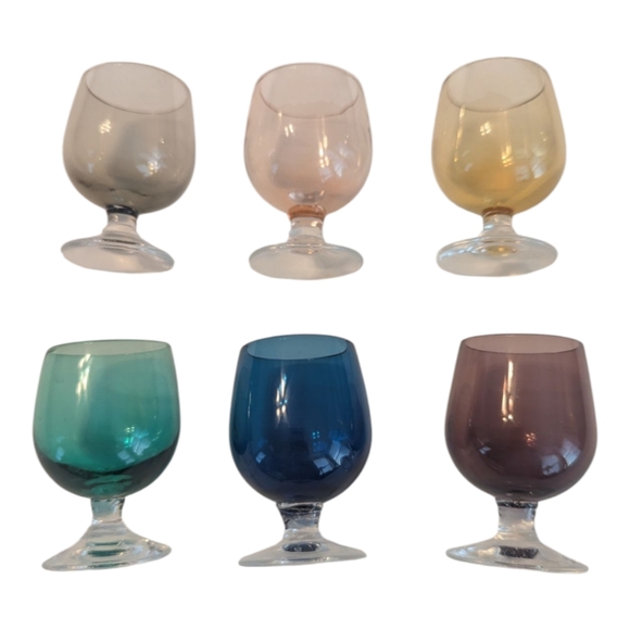 Dining | 5s Set Of 6 Multi Colored Mini Footed Cognac Cordial Apritif ...
